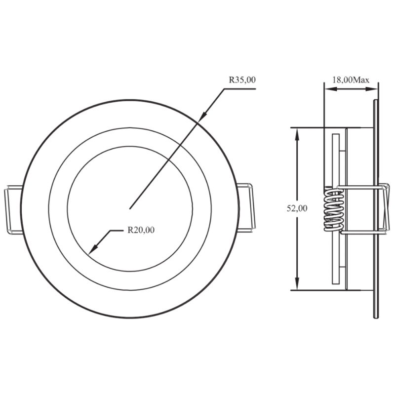12V / 24V LED Chrome Red / Warm Downlight, 70mm UK - Aten Lighting
